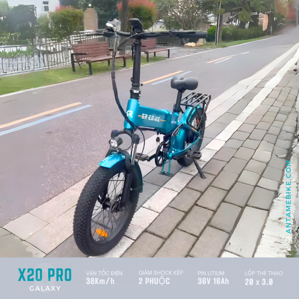 X20 Pro – Xe đạp trợ lực điện Gấp gọn – Bánh 3.0, Trang bị hàng đầu – An Tâm Ebike