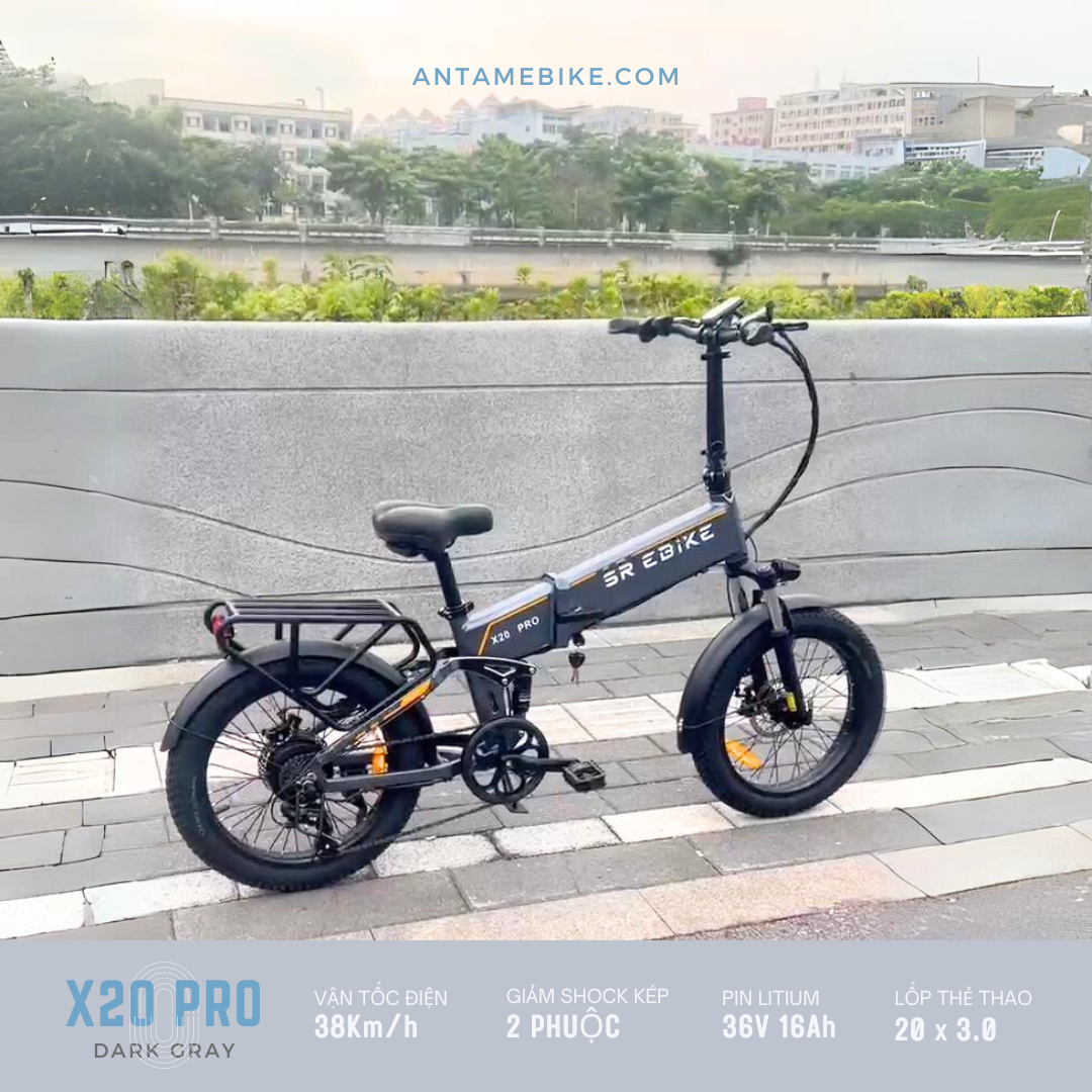 X20 Pro – Xe đạp trợ lực điện Gấp gọn – Bánh 3.0, Trang bị hàng đầu – An Tâm Ebike